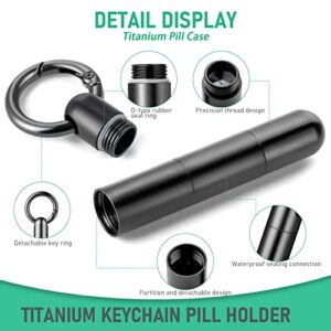 TISUR Titanium Carabiner Keychain Clip+Keychain Pill Holder