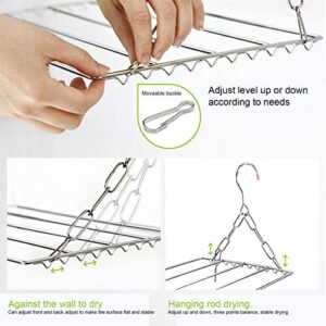 lesiega Clothes Drying Rack, Stainless Steel Sock Drying Rack with 36 Clips, Hanging Metal Heavy Duty Clothes Hanger Ideal for Drying Towels Socks Bras Clothes Underwear