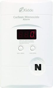 kidde carbon monoxide detector, plug in wall with 9-volt battery backup, digital led display