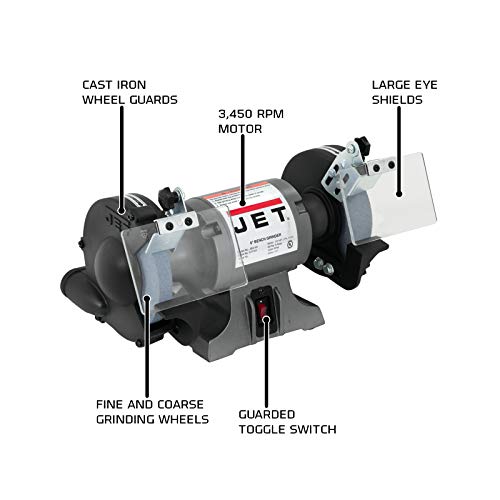 JET JBG-6A, 6-Inch Bench Grinder, 1Ph 115V (577101)