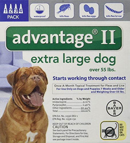 Bayer Advantage II Topical Flea Treatment for Dogs over 55 Lbs (4 Applications)