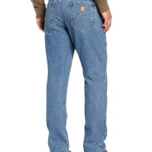 Carhartt Men's Five Pocket Tapered Leg Jean, Stonewash, 34W x 30L