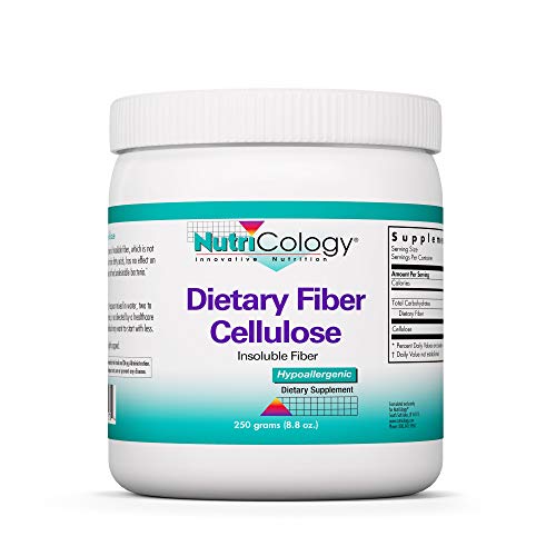 Nutricology Dietary Fiber Cellulose Powder - Insoluble Fiber, Colon Health - 250 Grams (8.8 oz)