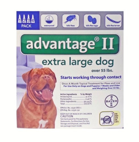 Bayer Advantage II Topical Flea Treatment for Dogs over 55 Lbs (6 Applications)