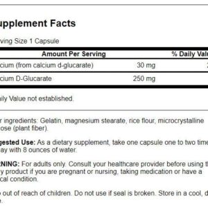 Swanson Calcium D-Glucarate 250 Milligrams 60 Capsules