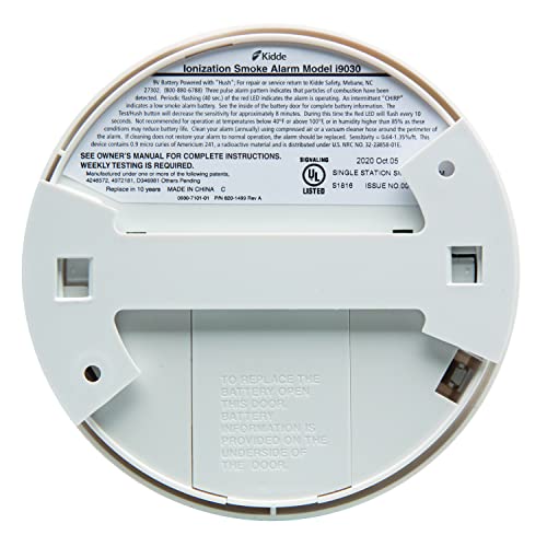 Kidde Smoke Detector, 9V Battery Operated Smoke Alarm, Test-Reset Button, Battery Included