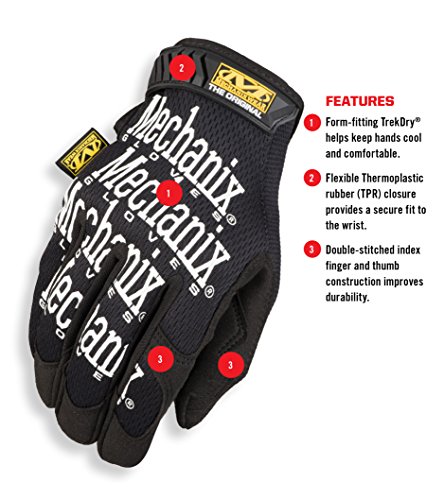 Mechanix Wear: The Original Work Glove with Secure Fit, Synthetic Leather Performance Gloves for Multi-Purpose Use, Durable, Touchscreen Capable Safety Gloves for Men (Black, XXX-Large)