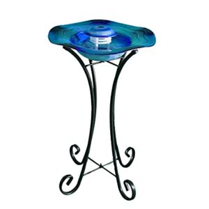 XBrand Floor Mist Fountain w/ Inline Control Glass Metal, 27 Inch Tall, Blue