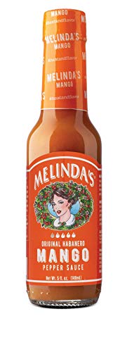 Melinda’s Mango Habanero Hot Sauce - Sweet & Mild Hot Sauce - Mango Habanero Sauce Made with Fresh Ingredients, Real Mango, Habanero Peppers, Vinegar, Carrot & Lime - 5oz, 1 Pack