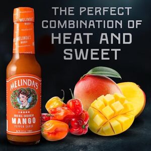 Melinda’s Mango Habanero Hot Sauce - Sweet & Mild Hot Sauce - Mango Habanero Sauce Made with Fresh Ingredients, Real Mango, Habanero Peppers, Vinegar, Carrot & Lime - 5oz, 1 Pack