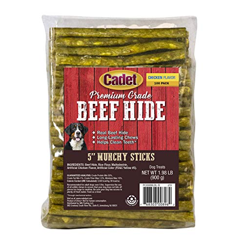 Cadet Premium Grade Munchy Beef Hide Sticks 5 Inch, 100 Pack