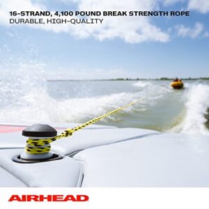 Airhead 2 Section Tow Rope | 1-4 Rider Towable Tube Rope, Dual Sections, 4,150lb Break Strength, 50 ft and 60 ft Options, Rope Keeper Included