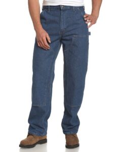 carhartt men's loose fit heavyweight denim double-front utility logger jean, darkstone, 28w x 32l