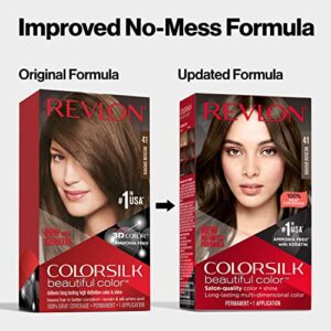 Revlon Colorsilk Beautiful Color, Permanent Hair Dye with Keratin, 100% Gray Coverage, Ammonia Free, 32 Dark Mahogany Brown