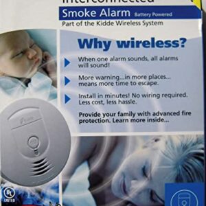 Kidde Wireless Smoke Detector, AA Battery Operated (Included), Ionization Sensor Wire-Free Interconnect Smoke Alarm