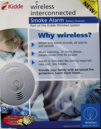 Kidde Wireless Smoke Detector, AA Battery Operated (Included), Ionization Sensor Wire-Free Interconnect Smoke Alarm