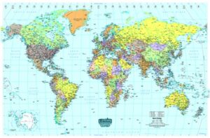 house of doolittle write on/wipe off laminated world map 50 x 33 inch (hod710)