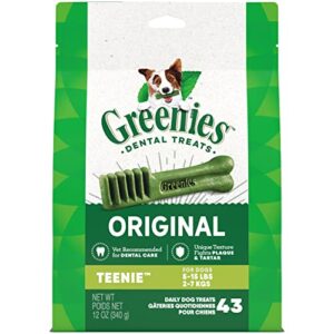 greenies original teenie natural dental care dog treats, 12 oz. pack (43 treats)