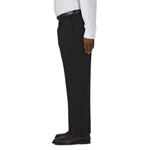 Haggar mens Work to Weekend No Iron Twill Pleat Front - Regular and Big & Tall Sizes dress pants, Black, 36W x 32L US