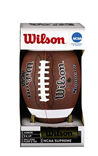 Wilson NCAA Supreme Composite Leather Football w/ Pump & Tee - Junior Size, Brown