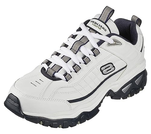 Skechers Men's Energy Afterburn Lace-Up Sneaker, White/Navy, 11 Wide