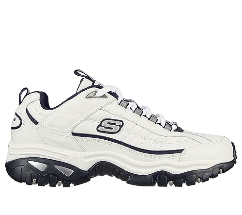 Skechers Men's Energy Afterburn Lace-Up Sneaker, White/Navy, 11 Wide