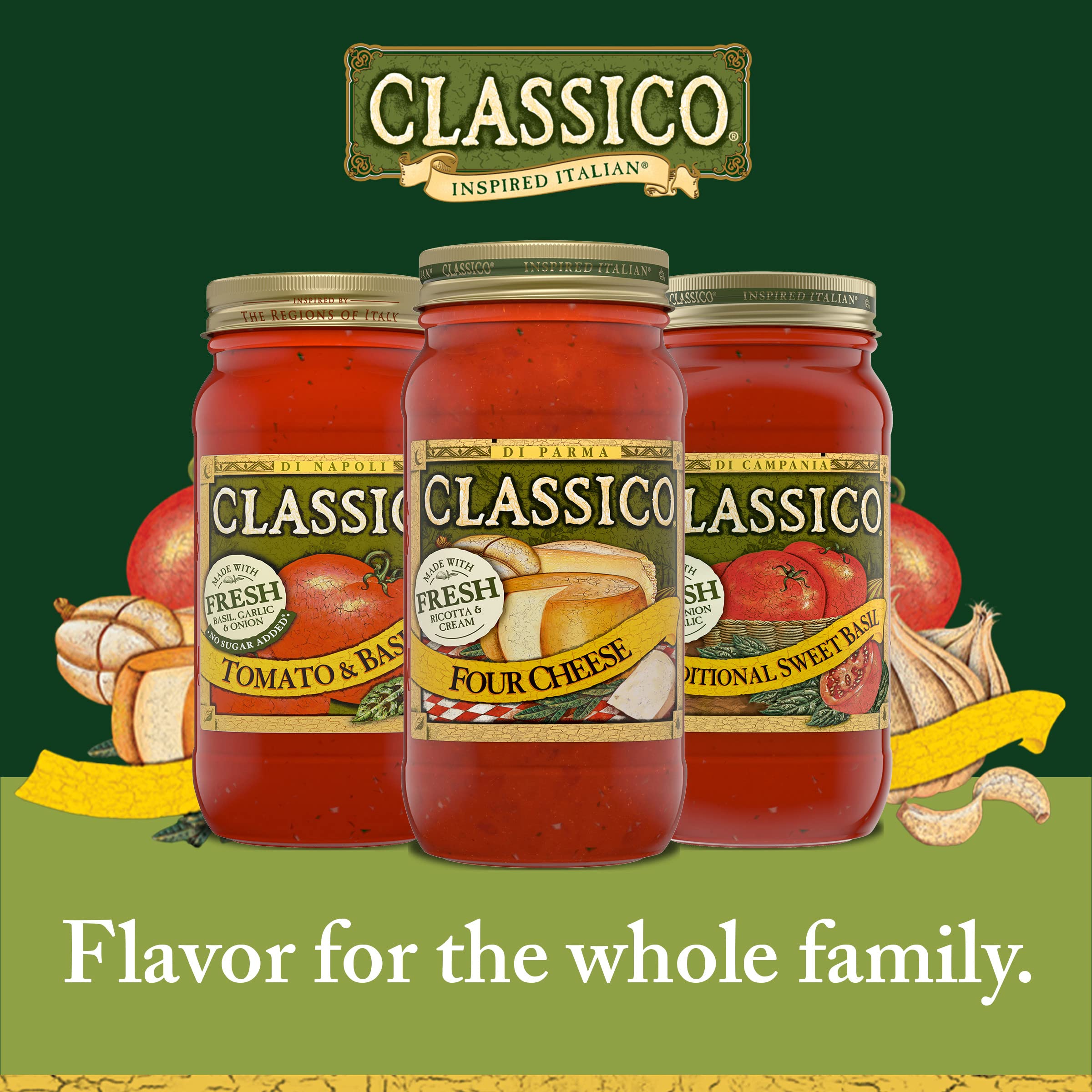 Classico Four Cheese Tomato Spaghetti Pasta Sauce (24 oz Jar)