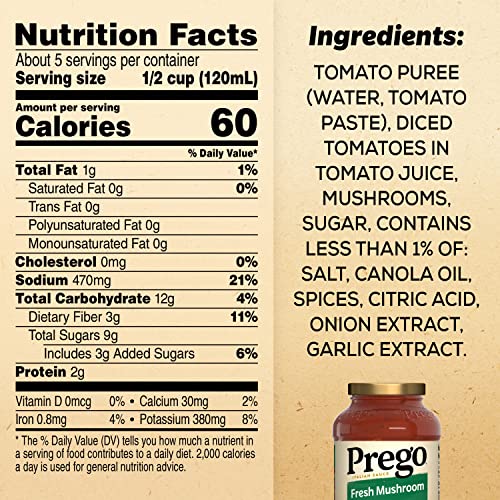 Prego Fresh Mushroom Pasta Sauce, 24 Oz Jar