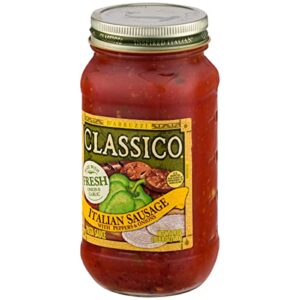 Classico Italian Sausage Spaghetti Pasta Sauce with Tomato, Peppers & Onions (24 oz Jar)