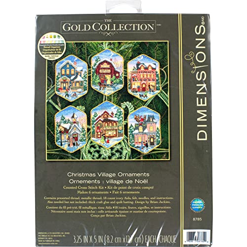 Dimensions Gold Collection Christmas Village Counted Cross Stitch Ornament Kit, 6 pcs