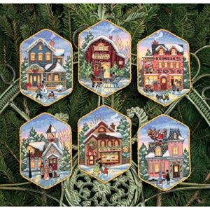 Dimensions Gold Collection Christmas Village Counted Cross Stitch Ornament Kit, 6 pcs