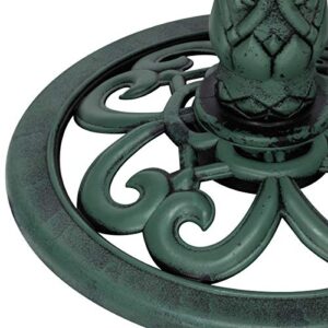 Alpine Corporation 35" Tall Outdoor 3-Tiered Pedestal Water Fountain and Birdbath, Green