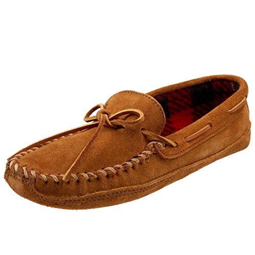 Minnetonka Men's Double Bottom Fleece Slipper,Brown,12 M US