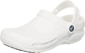 crocs unisex adult men's and women's bistro clog | slip resistant work shoes , white, 9 women 7 men us