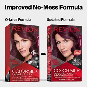 REVLON Colorsilk Beautiful Color Permanent Hair Color with 3D Gel Technology Keratin 100 Gray Coverage Hair Dye, 45 Bright Auburn, 6 Ounce