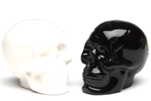 Black and White Skulls Ceramic Salt and Pepper Shaker Set