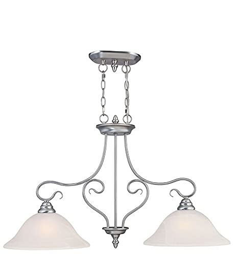 Livex Lighting 6132-91 Island Pendant with White Alabaster Glass Shades, Brushed Nickel 21.25x34.50x13.00