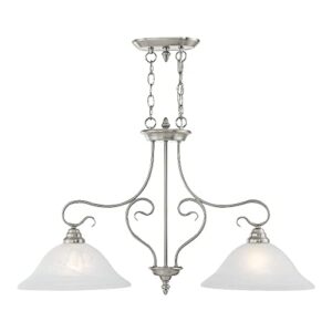 Livex Lighting 6132-91 Island Pendant with White Alabaster Glass Shades, Brushed Nickel 21.25x34.50x13.00