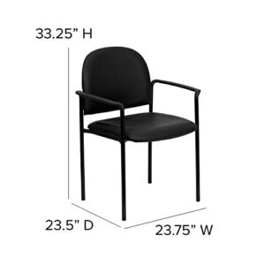 Flash Furniture Tiffany Comfort Black Vinyl Stackable Steel Side Reception Chair with Arms