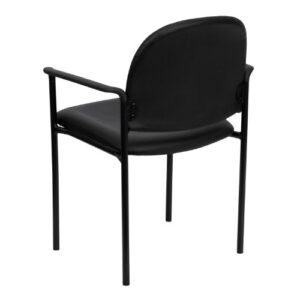 Flash Furniture Tiffany Comfort Black Vinyl Stackable Steel Side Reception Chair with Arms