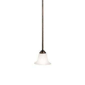 kichler dover 5.5" 1 light mini pendant with alabaster swirl glass in tannery bronze