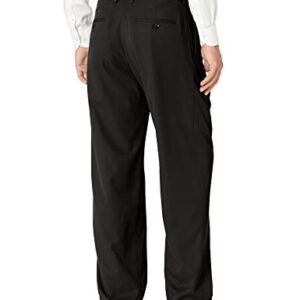 Haggar mens Mynx Gabardine Hidden Expandable Waistband Classic Fit Front Pleated dress pants, Black, 38W x 30L US