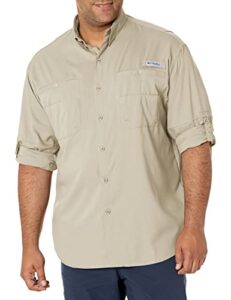 columbia men's plus tamiami ii long sleeve shirt, fossil - small