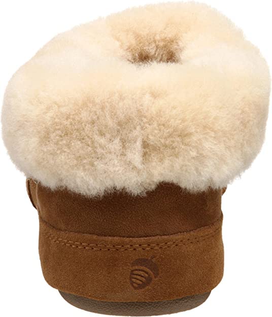 Acorn Shearling Bootie Slippers for Women - Genuine Sheepskin, Memory Foam, Non-Slip, Durable - House Slippers with Indoor/Outdoor Sole