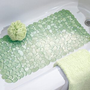 iDesign Pebblz Non-Slip Suction Bath Mat for Shower, Bathtub - Green 26" x 13.5"