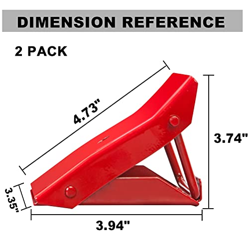 BIG RED 2 Pack Steel Wheel Chock Foldable Tire Stop for Car, Red, TD3553