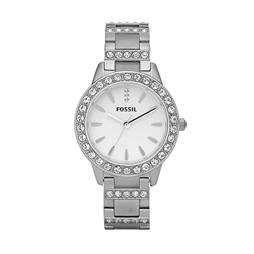 Fossil Women's Jesse Quartz Stainless Steel Three-Hand Watch, Color: Silver Glitz (Model: ES2362)