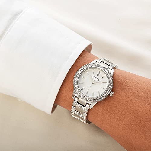 Fossil Women's Jesse Quartz Stainless Steel Three-Hand Watch, Color: Silver Glitz (Model: ES2362)