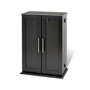 prepac locking media storage cabinet with shaker doors storage cabinet, black