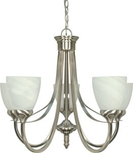 nuvo lighting 60/460 triumph 5-light chandelier with alabaster glass shade, brushed nickel